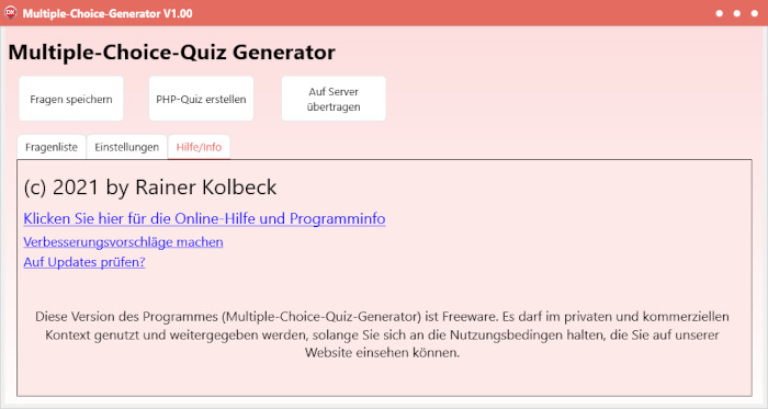Multiple-Choice-Quiz Generator für PHP